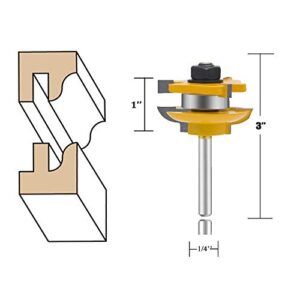 LEATBUY Router Bits 3 PCS Router Bit Set, 1/4-Inch Shank Round Over Raised Panel Cabinet Door Ogee Rail and Stile, Woodworking Wood Cutter, Wood Carbide Milling Tool(1/4-Single)