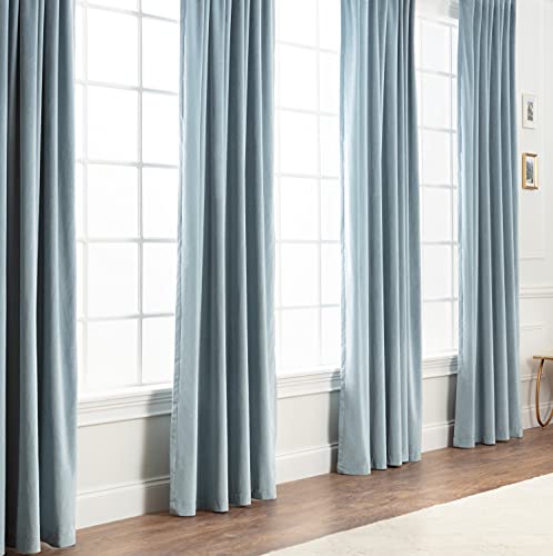 Chanasya Solid Velvet Curtains - Classy and Solid Drapes for Living Room or Bedroom - 52" x 84" - Slate Blue, 2 Panels