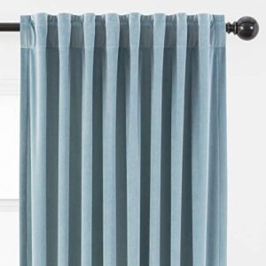 Chanasya Solid Velvet Curtains - Classy and Solid Drapes for Living Room or Bedroom - 52" x 84" - Slate Blue, 2 Panels