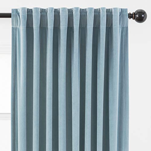 Chanasya Solid Velvet Curtains - Classy and Solid Drapes for Living Room or Bedroom - 52" x 84" - Slate Blue, 2 Panels