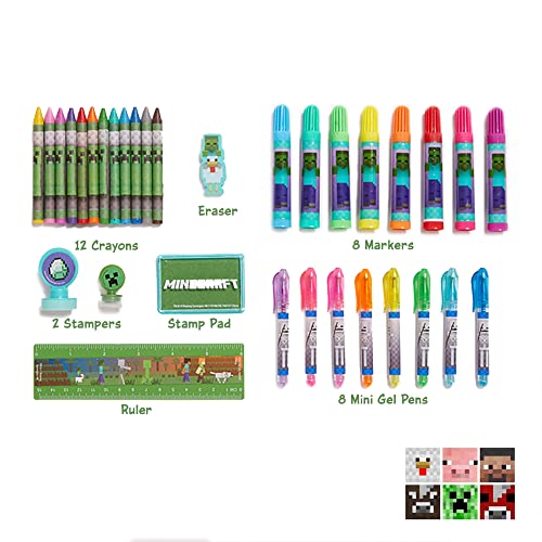 Innovative Designs Minecraft Kids Deluxe Activity Set with Carrying Tin, Coloring Sheets, Tattoos, Stickers, & Art Supplies