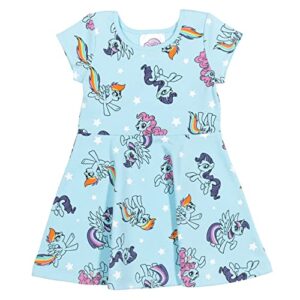 My Little Pony Big Girls French Terry Short Sleeve Dress Scrunchy Light Blue 10-12