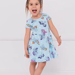 My Little Pony Big Girls French Terry Short Sleeve Dress Scrunchy Light Blue 10-12