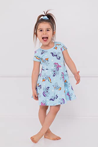 My Little Pony Big Girls French Terry Short Sleeve Dress Scrunchy Light Blue 10-12