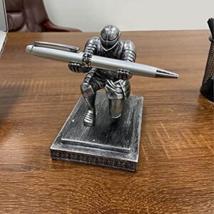 Ofiedx Executive Knight Pen Holder with a Pen Personalized Desk Accessories Decor Home Office Cool Pen Stand Iron