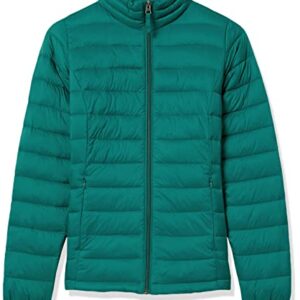 Amazon Essentials Women's Lightweight Long-Sleeve Water-Resistant Puffer Jacket (Available in Plus Size), Dark Emerald Green, X-Large