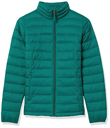 Amazon Essentials Women's Lightweight Long-Sleeve Water-Resistant Puffer Jacket (Available in Plus Size), Dark Emerald Green, X-Large