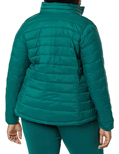 Amazon Essentials Women's Lightweight Long-Sleeve Water-Resistant Puffer Jacket (Available in Plus Size), Dark Emerald Green, X-Large