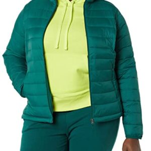 Amazon Essentials Women's Lightweight Long-Sleeve Water-Resistant Puffer Jacket (Available in Plus Size), Dark Emerald Green, X-Large