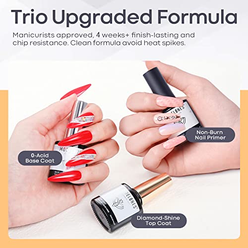 modelones Gel Top Coat and Base Coat With Nail Primer, 3Pcs No Wipe Base and top coat Gel Nail Polish Nail Bond Primer, 10ml New Upgraded Formula Long-Lasting Gel Nail kit