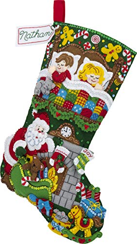 Bucilla, Night Felt Applique Christmas Stocking Kit, 18" (89258E)