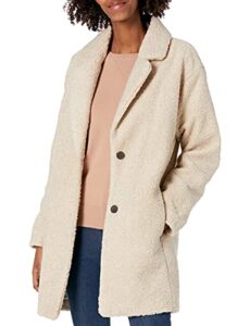 amazon essentials women's teddy bear fleece oversized-fit lapel jacket (previously daily ritual), sand, medium