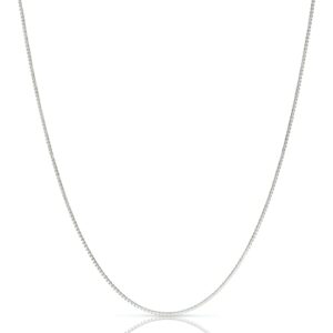 next level jewelry italian box chain sterling silver 1mm, 925 sterling silver box chain necklace women, sterling silver chain women, thin sterling silver necklace chain women girl, 1mm,18