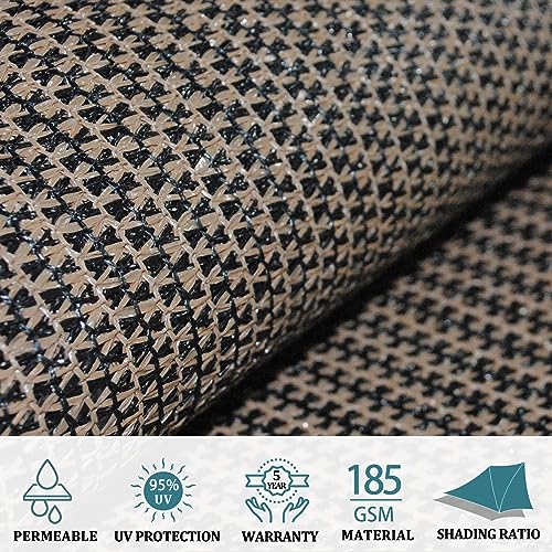 Shade&Beyond Sun Sail Shade Canopy Rectangle 10' x 13' 185GSM Shade Sail for Patio Deck Yard Backyard Outdoor Facility and Activities Brown, (We Make Custom Size)