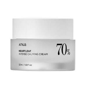 anua heartleaf 70 intense calming cream with ceramide, panthenol, heartleaf extract, korean skin care - (50ml /1.69fl. oz)