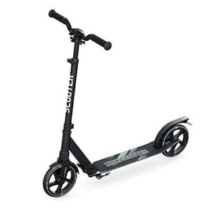 6ku kick scooter for kids ages 8-12 with suspension system, adjustable height, quick-folding design, and shoulder strap - safe and smooth ride for big kids ages 6-12