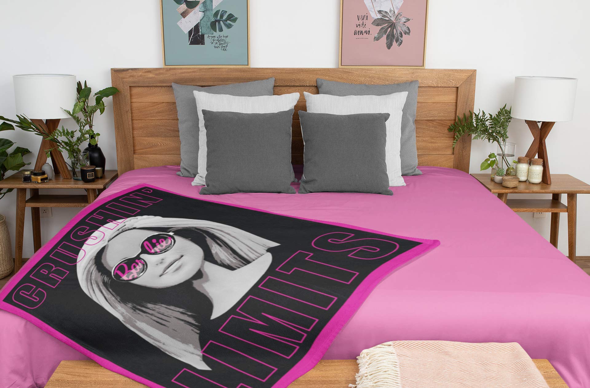 INTIMO Barbie Crushin' Limits Super Soft and Cuddly Plush Fleece Throw Blanket 50" x 60" (127cm x152cm)