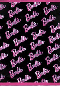 intimo barbie dolls barbie on repeat print super soft and cuddly plush fleece throw blanket 50" x 60" (127cm x152cm)