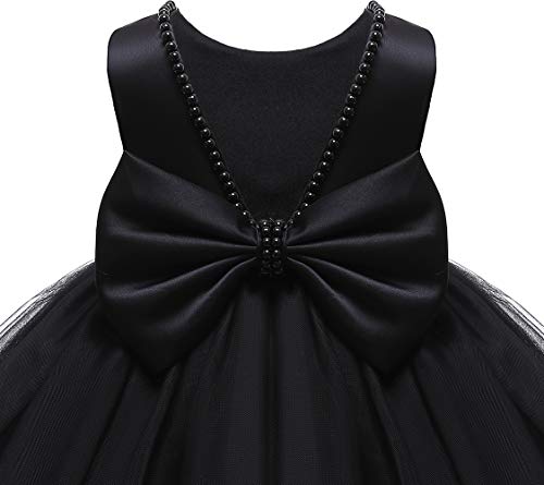 Baby Flower Girl Party Wedding Black Dress, Sleeveless Floor Length Tutu Tulle Dance Gown Infant 0-3 Months