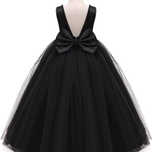 Baby Flower Girl Party Wedding Black Dress, Sleeveless Floor Length Tutu Tulle Dance Gown Infant 0-3 Months