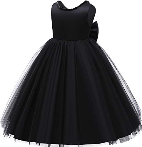 Baby Flower Girl Party Wedding Black Dress, Sleeveless Floor Length Tutu Tulle Dance Gown Infant 0-3 Months