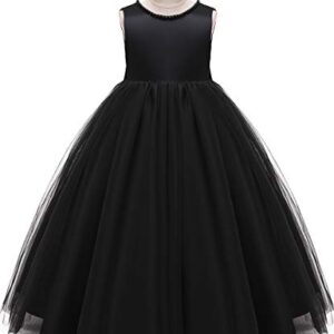 Baby Flower Girl Party Wedding Black Dress, Sleeveless Floor Length Tutu Tulle Dance Gown Infant 0-3 Months