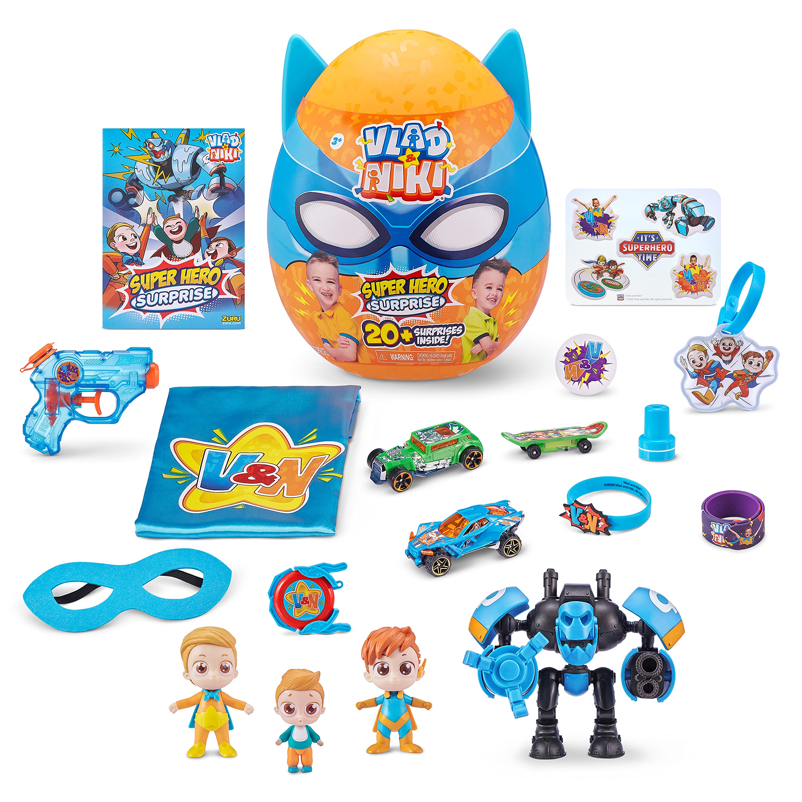 ZURU Vlad & Niki Superhero Surprise Egg Robot Battle with 20+ Surprises, Blue, Series 1