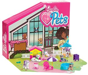 barbie pets dreamhouse pet surprise playset, includes 6 pets, two pet homes, and over 15 accessories, kids toys for ages 3 up, amazon exclusive