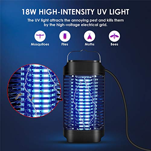 Electric Bug Zapper 18W for Indoor Effective 4200V Mosquito Zapper Killer Waterproof Mosquito Trap & Insect Fly Zapper (Black)