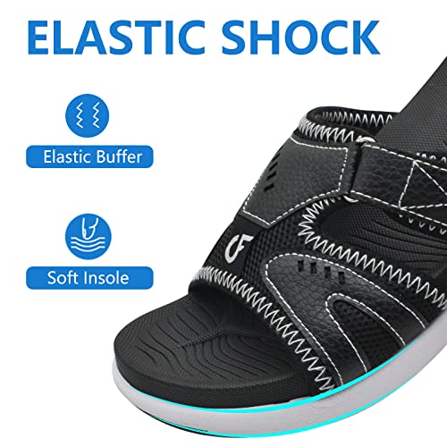 COFACE Mens Sport Recovery Sandals Plantar Fasciitis Soft Cushion Lightweight Orthotic Slides for Men Black Size 13