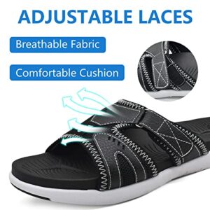 COFACE Mens Sport Recovery Sandals Plantar Fasciitis Soft Cushion Lightweight Orthotic Slides for Men Black Size 13