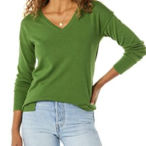 Amazon Essentials Women's Lightweight Long-Sleeve V-Neck Tunic Sweater (Available in Plus Size), Green, Small