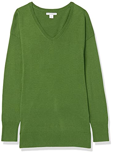 Amazon Essentials Women's Lightweight Long-Sleeve V-Neck Tunic Sweater (Available in Plus Size), Green, Small