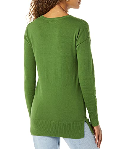 Amazon Essentials Women's Lightweight Long-Sleeve V-Neck Tunic Sweater (Available in Plus Size), Green, Small