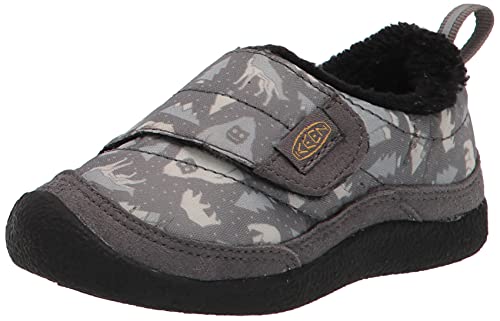 KEEN Kids Howser Low Wrap Casual Slippers, Steel Grey/Star White, 6 US Unisex Toddler