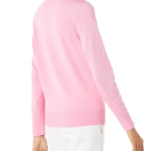 Amazon Essentials Women's Lightweight Crewneck Cardigan Sweater (Available in Plus Size), Pink, Medium