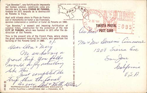 Panama Las Bovedas Panama City, Panama Original Vintage Postcard 1966