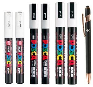 uni japan posca paint marker mitsubishi poster color white 6 marking pen pc-1m pc-3m pc-5m 2 of each with kanji love sticker