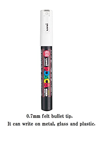 Uni Japan Posca Paint Marker Mitsubishi Poster Color White 6 Marking Pen PC-1M PC-3M PC-5M 2 of Each With Kanji LOVE Sticker