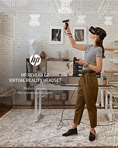 HP Reverb G2 VR Headset with Controller, Adjustable Lenses & Speakers from Valve, 2160 x 2160 LCD Panels, for Gaming, Ergonomic Design, 4 Cameras, Compatible with SteamVR & Windows Mixed Reality