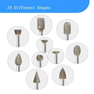 Luo ke 20 Pcs Diamond Burr Set, Stone Carving Sets Diamond Mounted Grinding Bits with 1/8'' Shank for Dremel Rotary Tools (60 Grit)