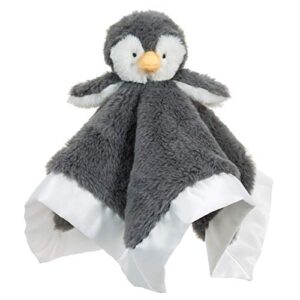 apricot lamb stuffed animals soft security blanket gray penguin infant nursery character blanket luxury snuggler plush(gray penguin, 14 inches)