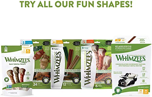 Paragon Whimzees Medium Dental Dog Treat Bundle: Stix and Alligator, Natural and Grain-Free