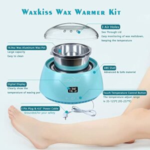 Waxkiss 16.9oz Digital Electric Hot Wax Warmer Machine for Hair Removal Touch Control Display Wax Heater for Melt Hard Wax -Teal Green