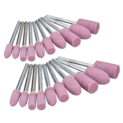 Luo ke 20 Pcs Rotary Grinding Stone Bits, Abrasive Stone Mounted Sharpening Tools with 1/8" Mandrel Fits Dremel Rotary Tool(Head Diameter : 4mm / 6mm / 8mm / 10mm / 12 mm)