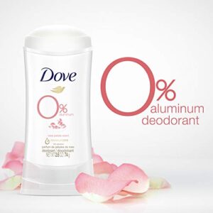 Dove 0% Aluminum Free Deodorant 24-hour Odor Protection Rose Petals Deodorant for Women, 2.6 Ounce (Pack of 3)