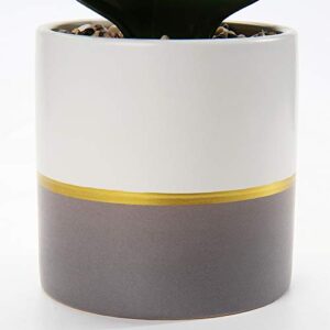 Briful Succulents Artificial Plants Fake Agave Aloe Plants in Gold and Dark Grey Ceramic Pot 9.4" Tall Small Faux House Plant Indoor for Home Office Livingroom Table Bookshelf Decorations