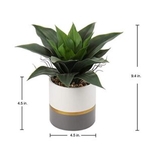 Briful Succulents Artificial Plants Fake Agave Aloe Plants in Gold and Dark Grey Ceramic Pot 9.4" Tall Small Faux House Plant Indoor for Home Office Livingroom Table Bookshelf Decorations