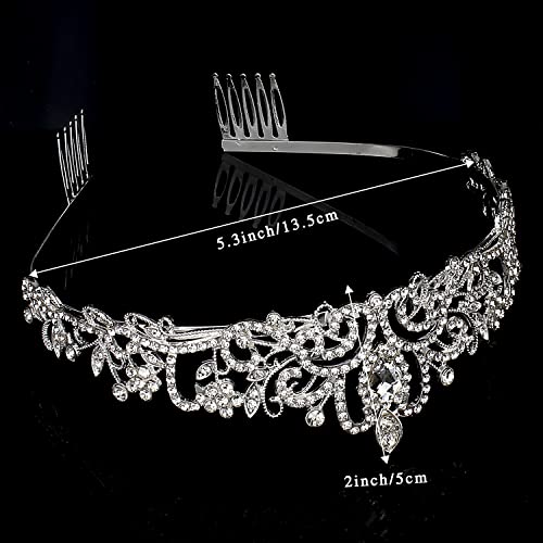 Tiaras Crown, KICOSY Silver Tiaras and Crowns for Women Princess Tiara for Women the Crown for Girls Birthday Crowns for Women Birthday Tiara Princess Crowns and Tiaras for Girls Bride Crystal Crown