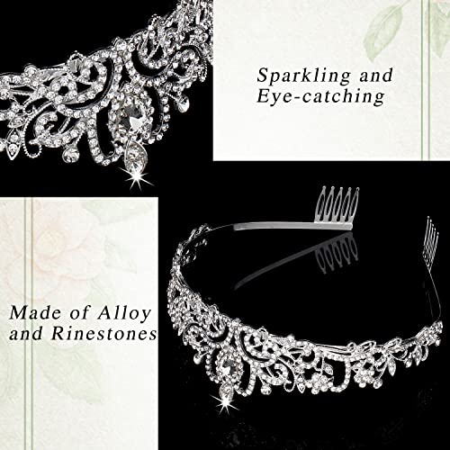 Tiaras Crown, KICOSY Silver Tiaras and Crowns for Women Princess Tiara for Women the Crown for Girls Birthday Crowns for Women Birthday Tiara Princess Crowns and Tiaras for Girls Bride Crystal Crown